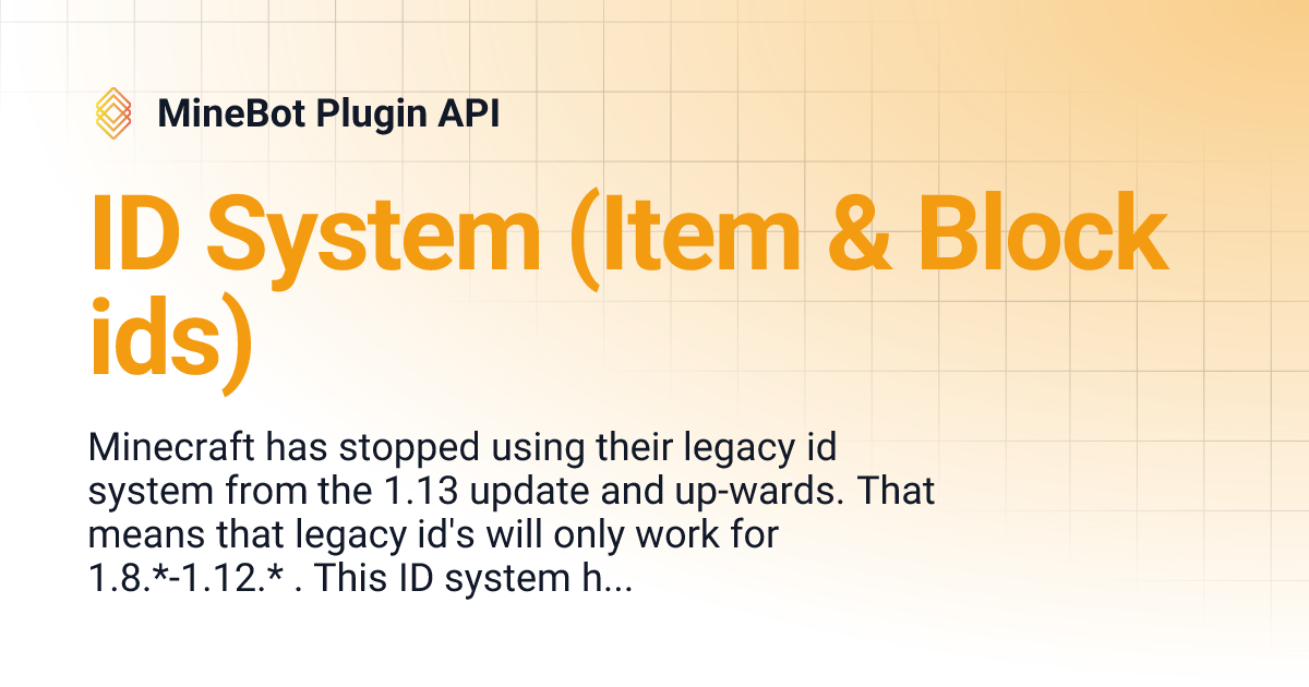 ID System (Item & Block ids) | MineBot Plugin API